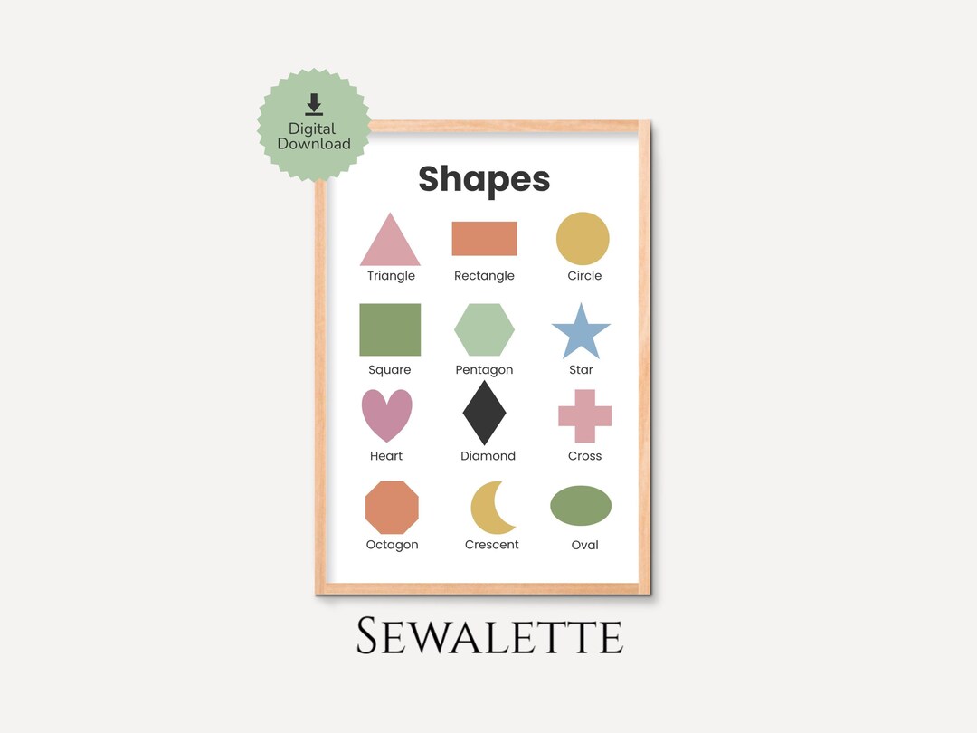 Pastel Shapes Poster Printable, Kids Learning Wall Art, Nursery Shape ...