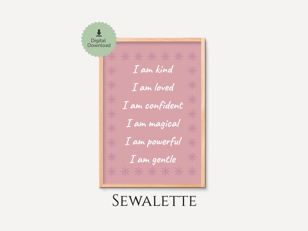 I Am Affirmations Poster Printable, Positive Quote Wall Art, Pink ...