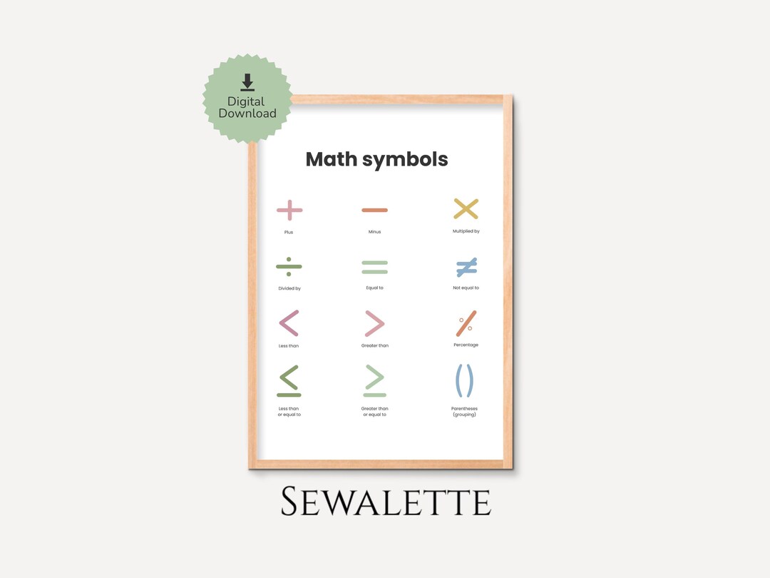 Math Symbols Poster, Kids Classroom Decor (digital Download) - Etsy ...