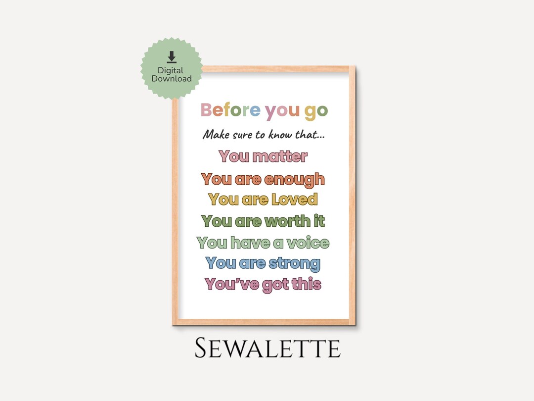 Before You Go Poster Printable, Kids Encouragement Wall Art, Positive ...