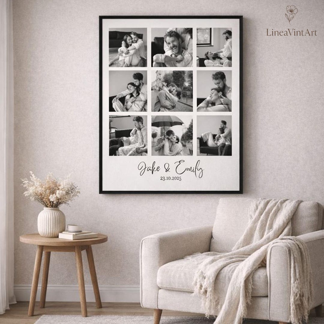 Personalized Canvas Floating Frame Photo Collage Wall Art, Custom Art ...