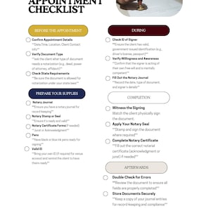 Notary Appointment Checklist | Printable Notary Checklist | Notary ...