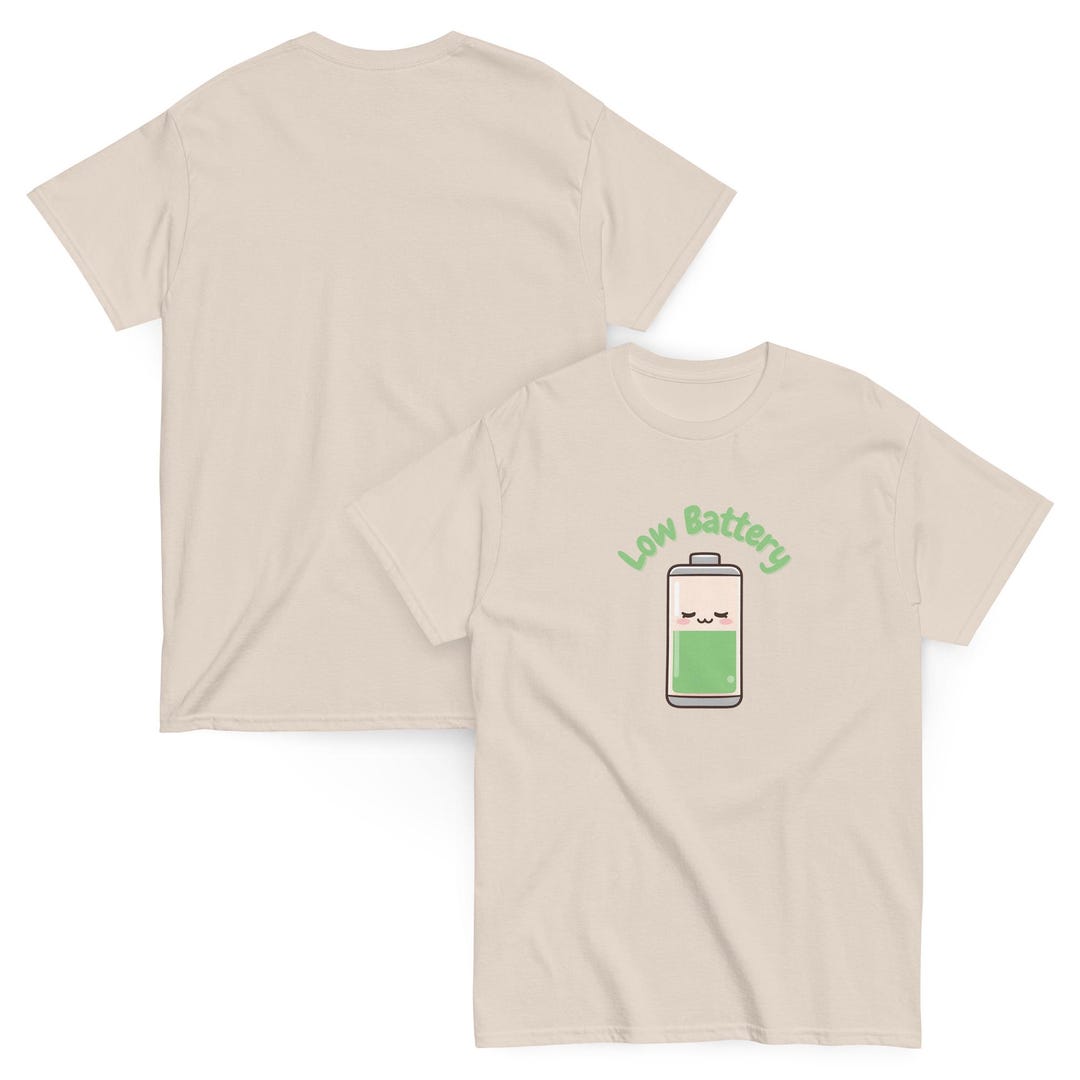 Low Battery Kawaii Battery T-shirt | Visionteestudio - Etsy