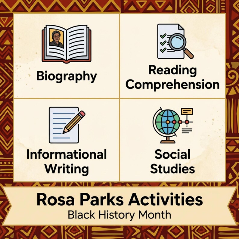Rosa Parks Biography Activities, Black History Month, Grades 1-3 ...