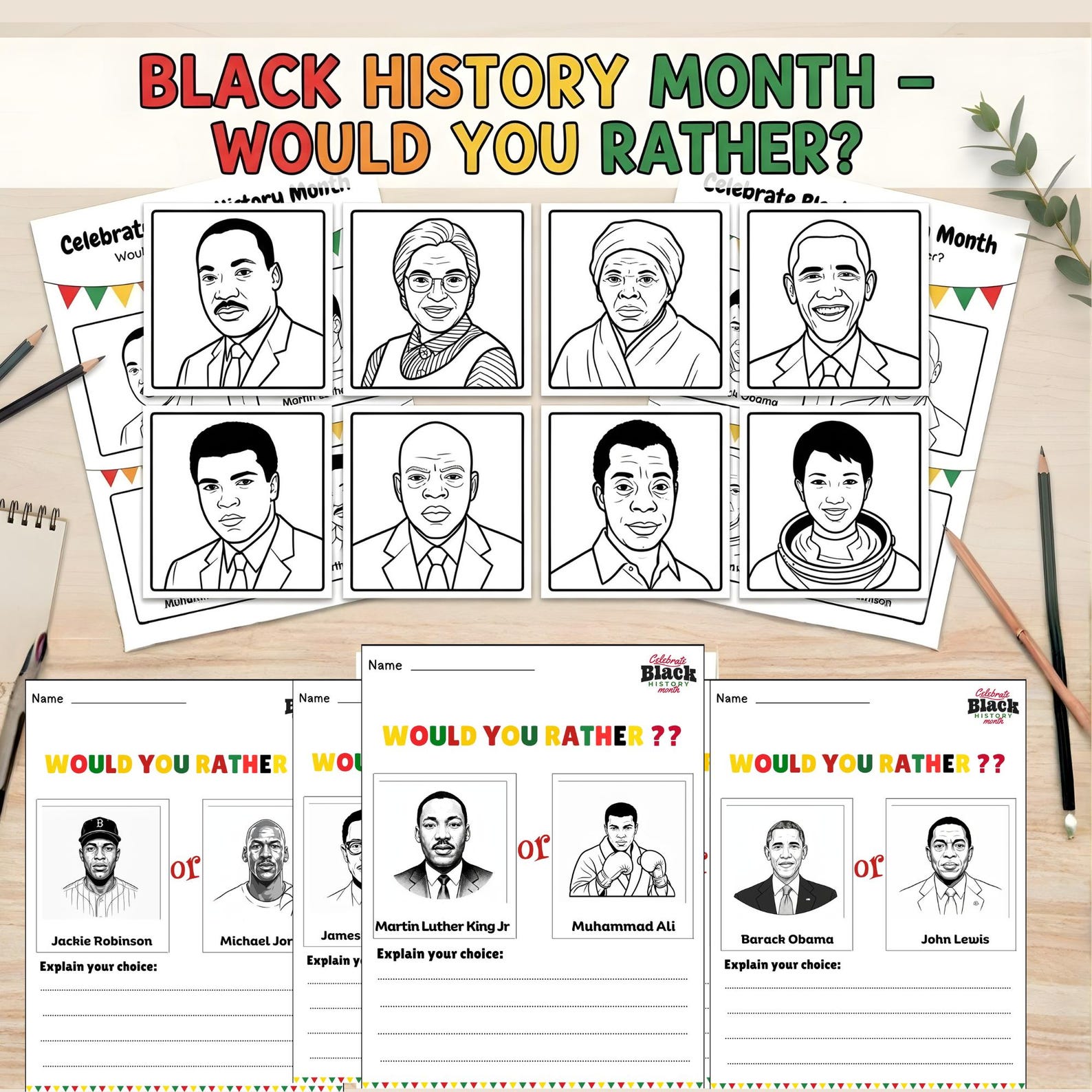Black History Month 'would You Rather' Activity, Famous Leaders (PDF ...