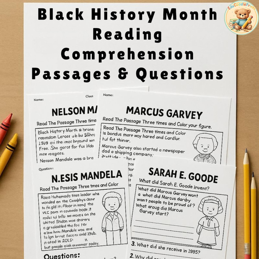 Black History Month Reading Comprehension, 15 Black History Biography ...