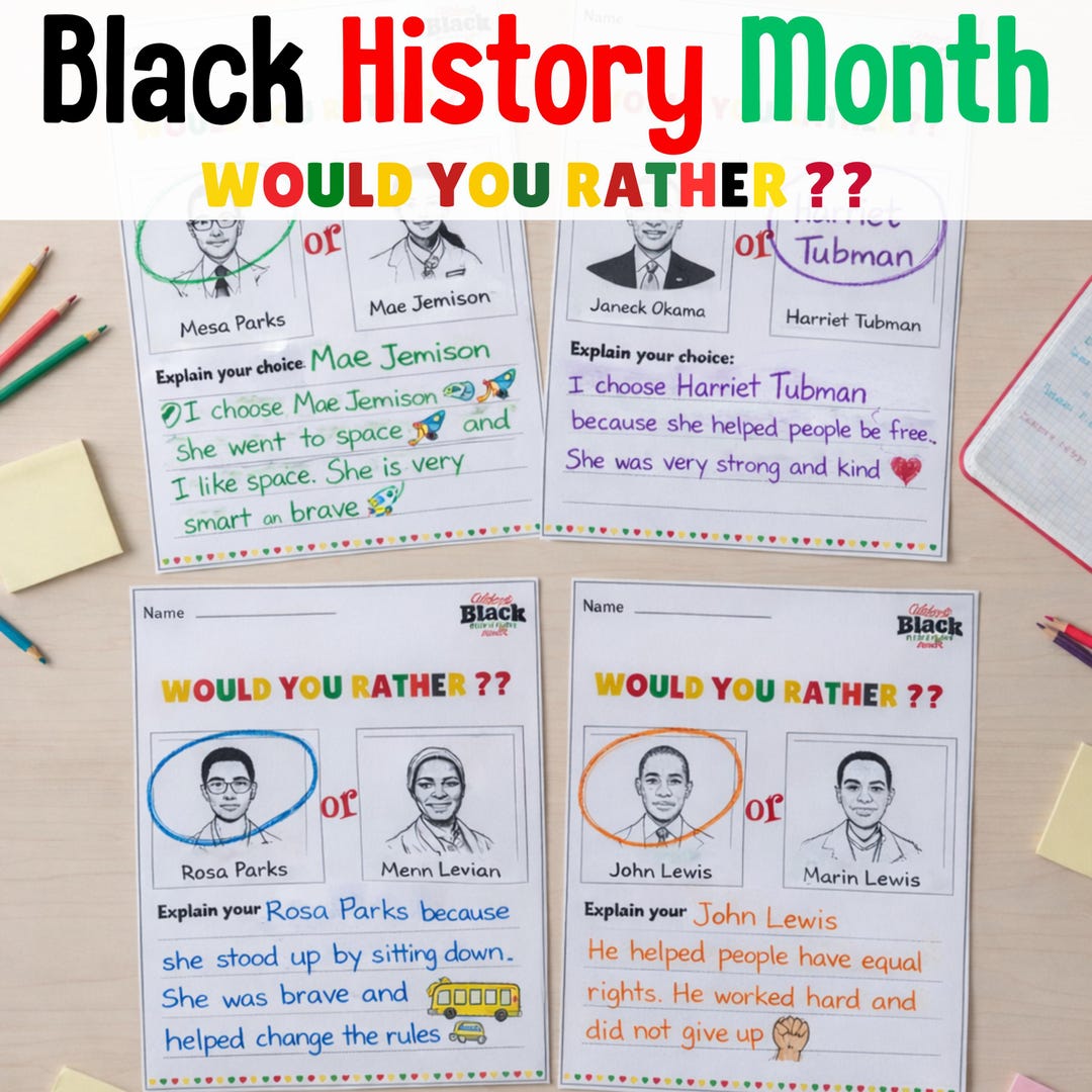 Black History Month 'would You Rather' Activity, Famous Leaders (PDF ...