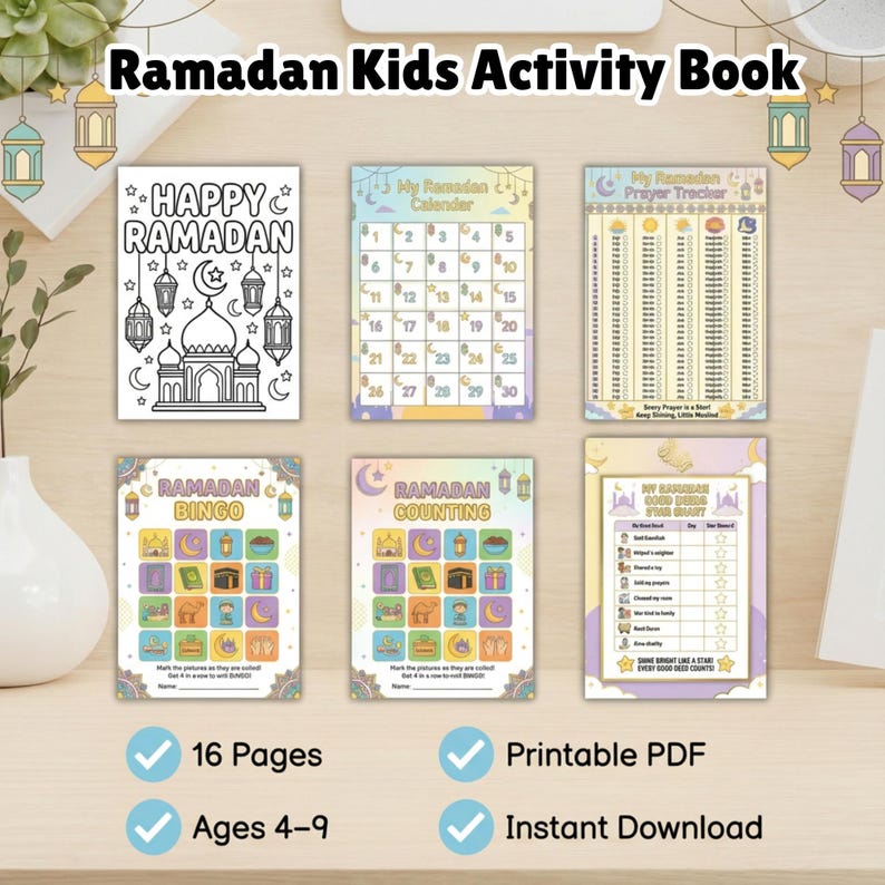 Ramadan Kids Activity Book Printable | Islamic Worksheets, Prayer ...