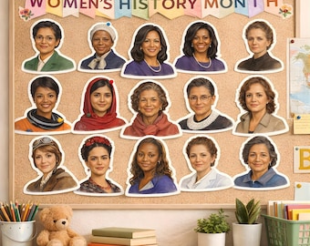 30 Women’s History Month Clipart Bundle – 30 Famous Women PNG Stickers ...