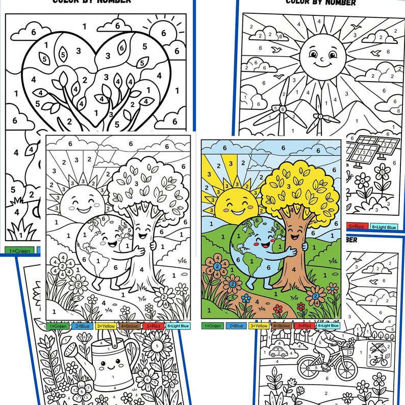 Earth Day Color by Number for Kids | Printable Coloring Activity | 15 ...