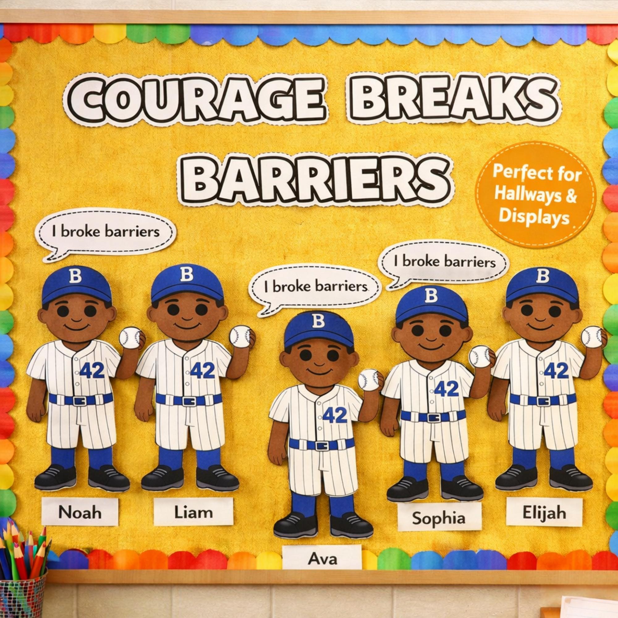 Jackie Robinson Craft Printable | Black History Month Bulletin Board ...