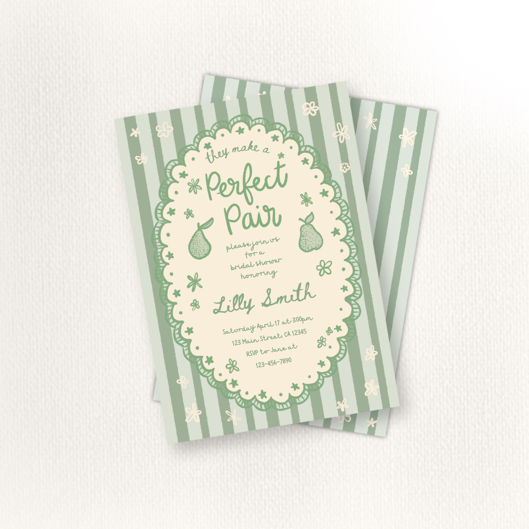 Perfect Pear Bridal Shower Invite: the Perfect Pair Engagement Party ...