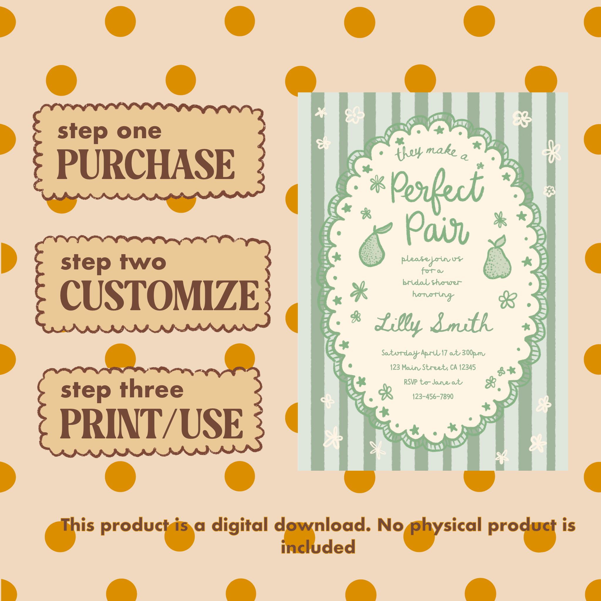 Perfect Pear Bridal Shower Invite: the Perfect Pair Engagement Party ...