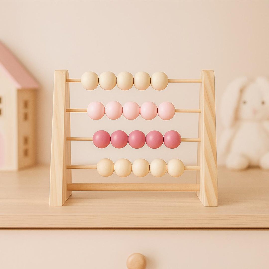 Nordic Wooden Abacus Toy With Beads, Montessori Educational Puzzle for ...