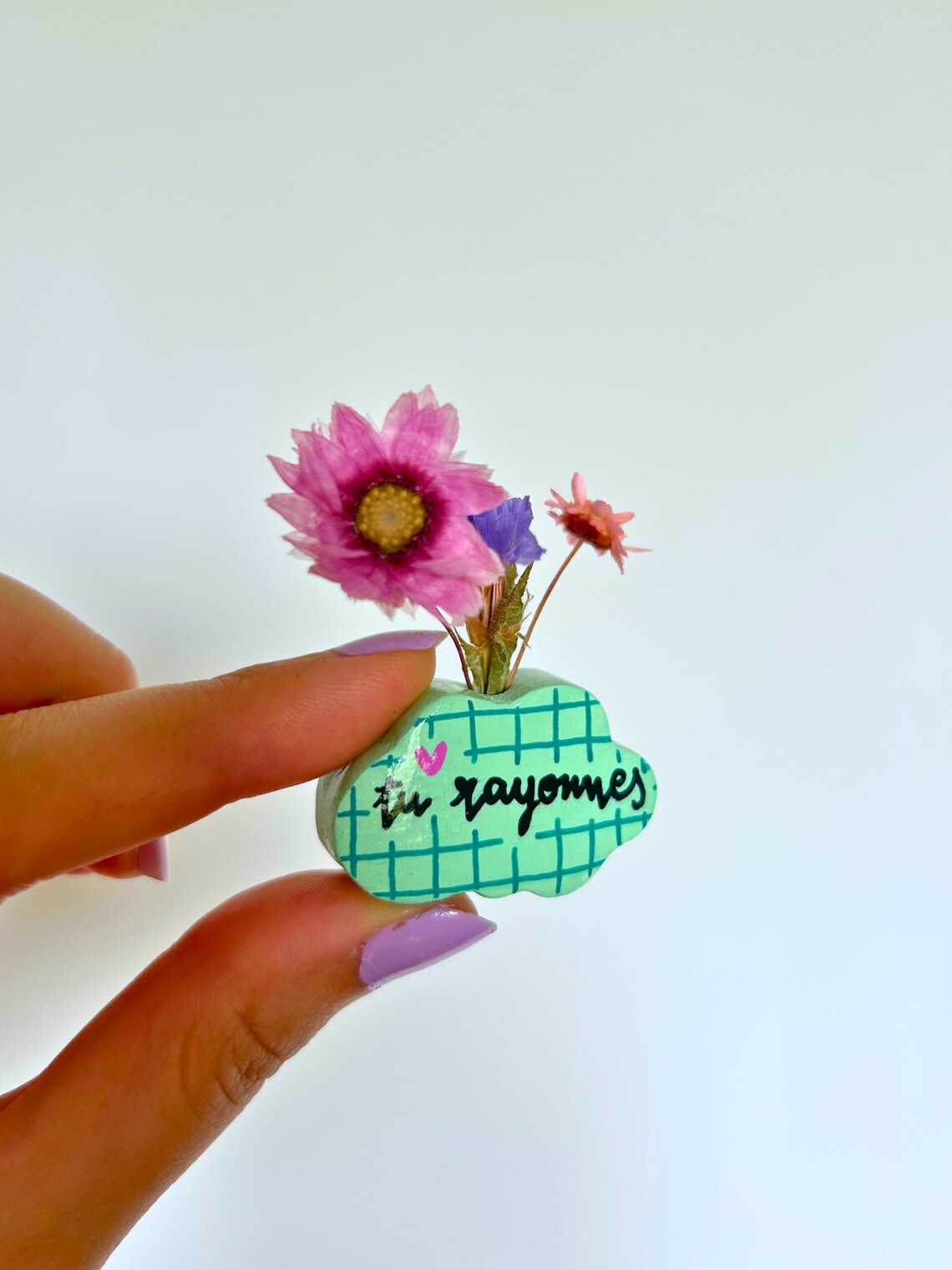 Personalized Cloud Magnet With Dried Flowers, Handmade Single-flower ...