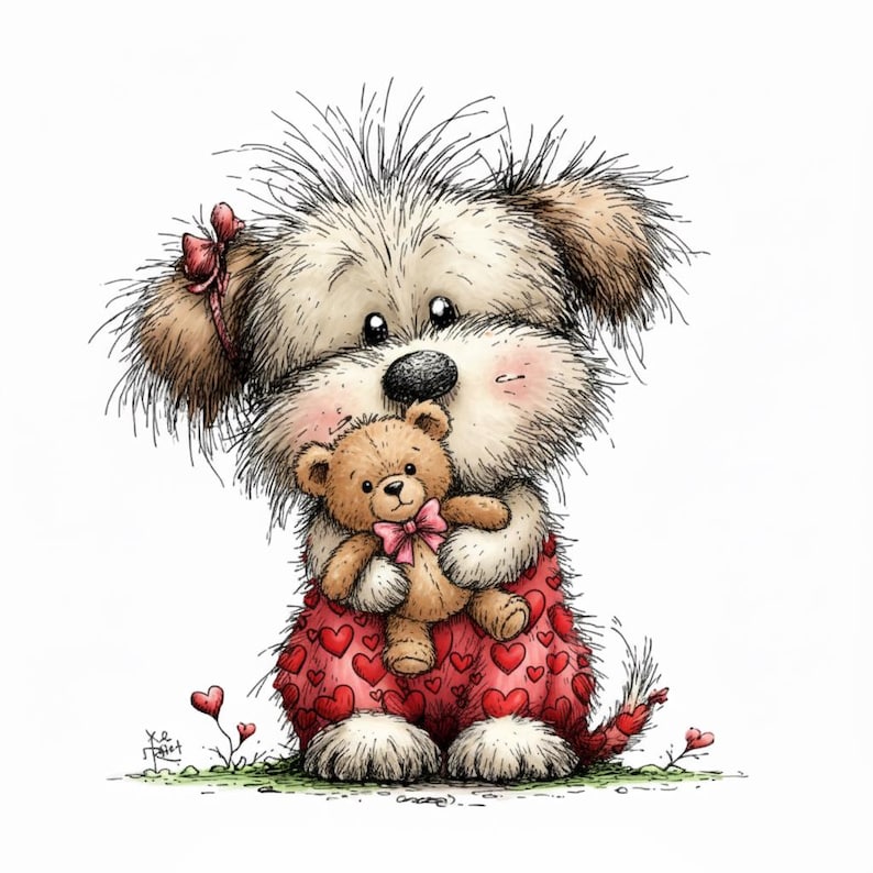 65 JPG Perros caprichosos Clipart de San Valentín / paquete de perros ...