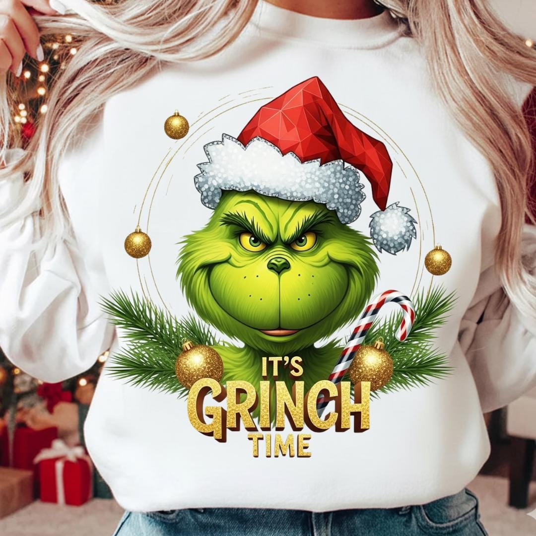 It's Grinch Time |faux Glitter Grinchmas PNG | Merry Christmas Clipart ...