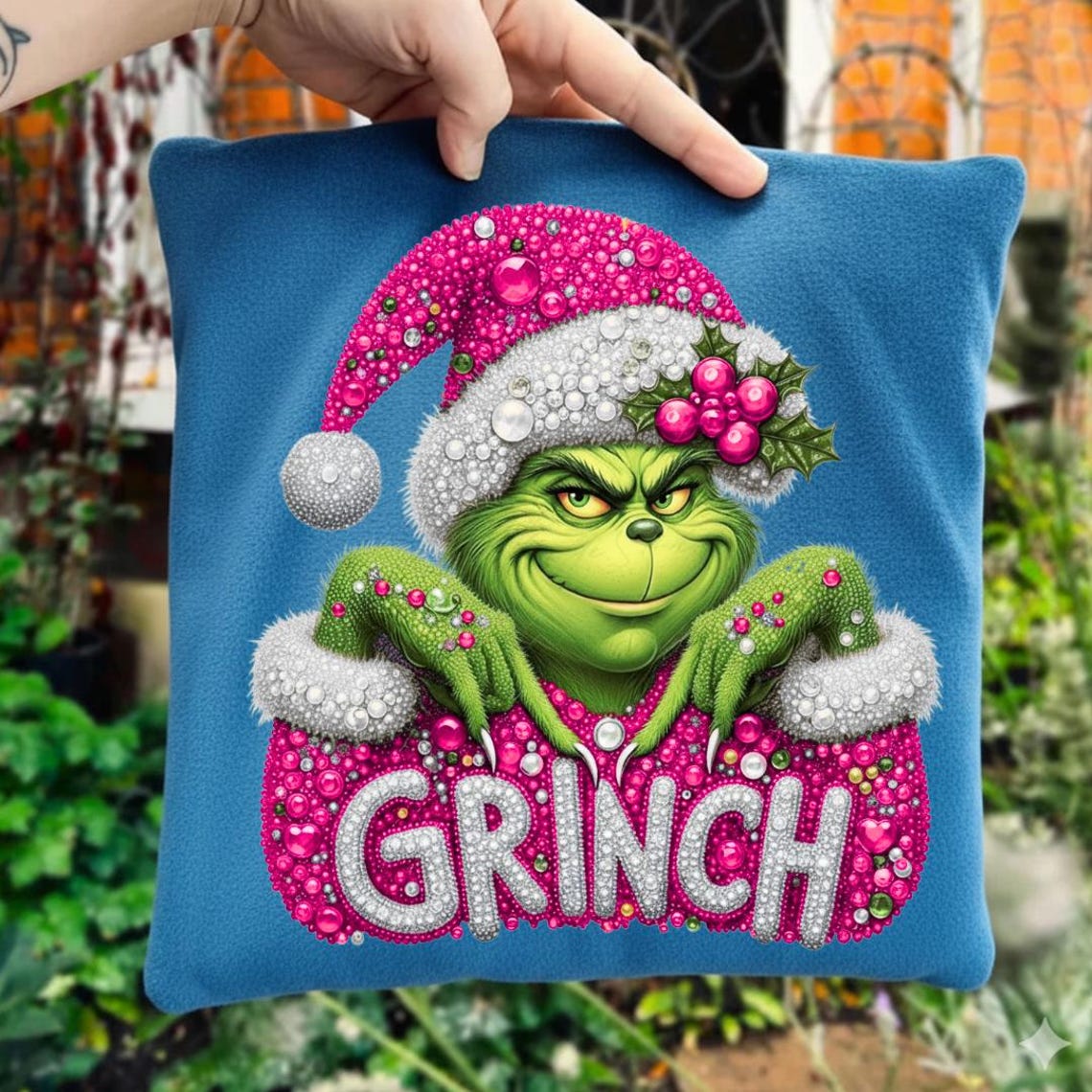 Sparkly Grinch Christmas PNG | Rhinestone Santa Clip Art (digital ...