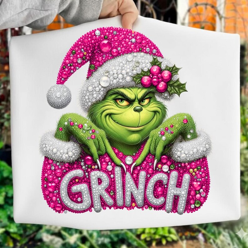 Sparkly Grinch Christmas PNG | Rhinestone Santa Clip Art (digital ...