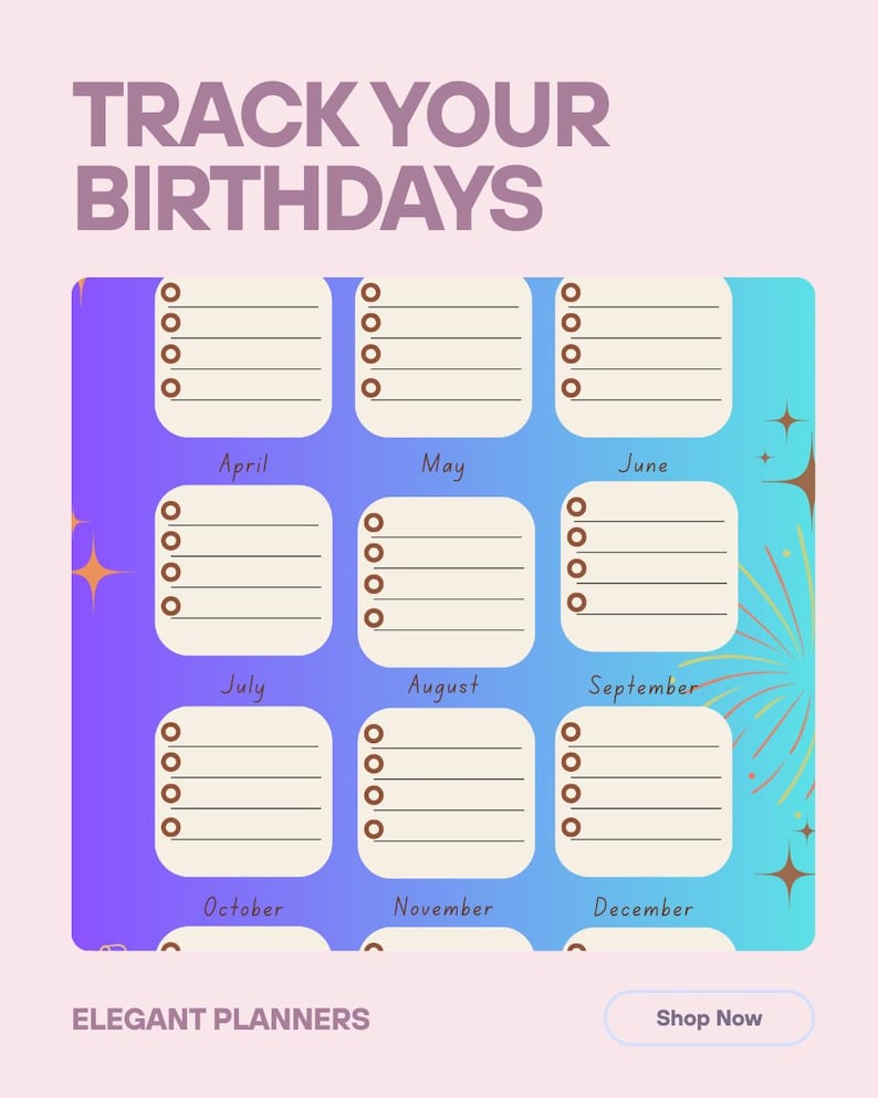Editable Birthday Tracker Printable | Customizable Birthday Tracker PDF ...