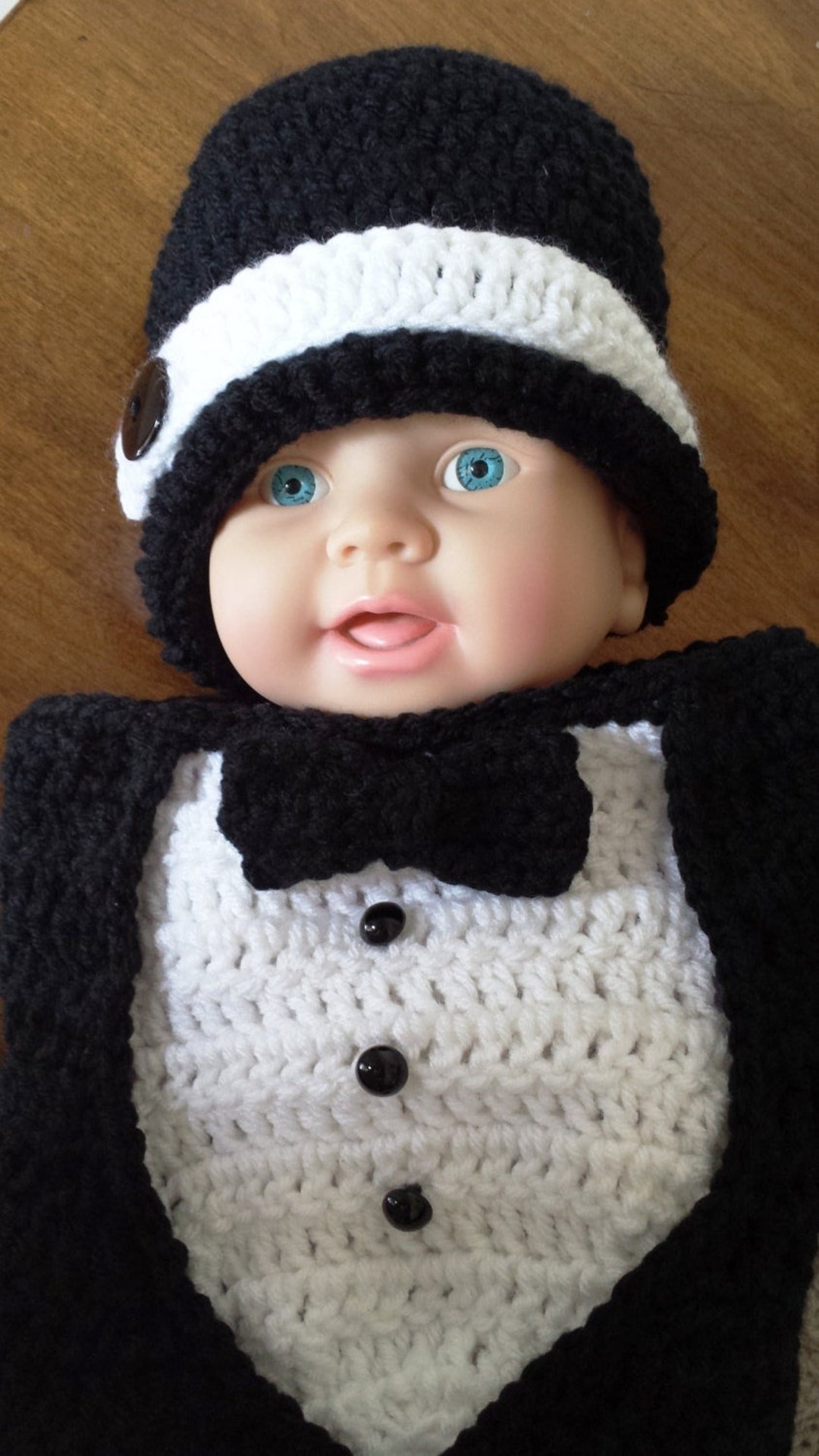 Tuxedo Hat and Cocoon Crochet Pattern, 0 to 3 Mon - Etsy