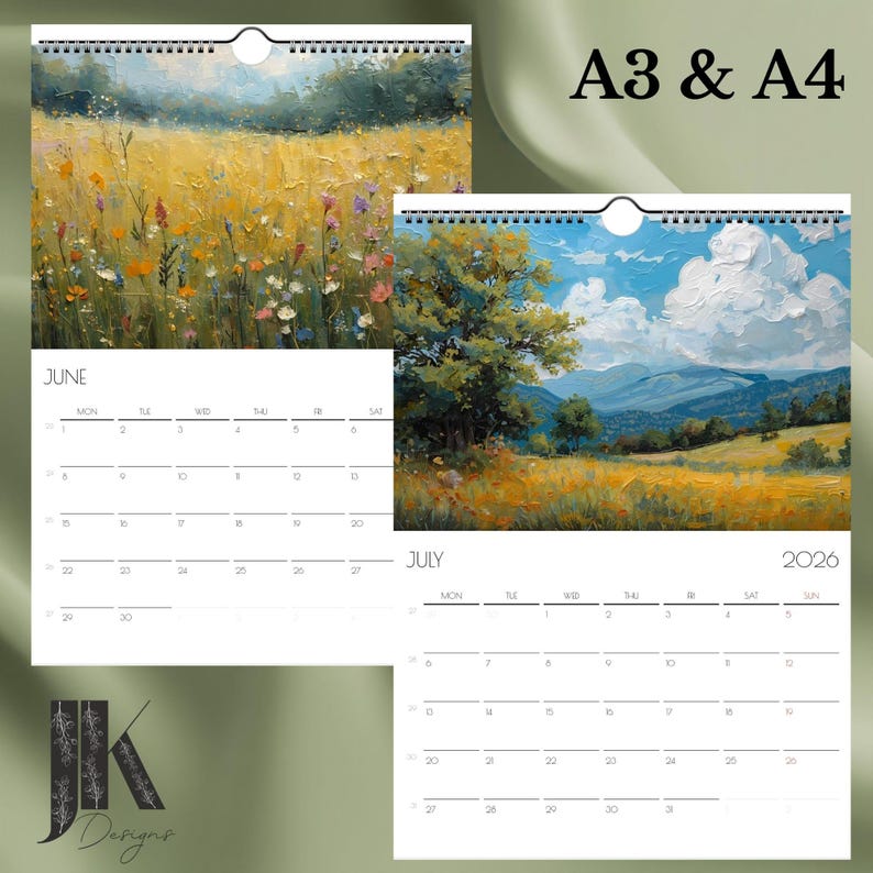 Landscape Wall Calendar 2026 | Nature Art Calendar | Nature Wall Art ...