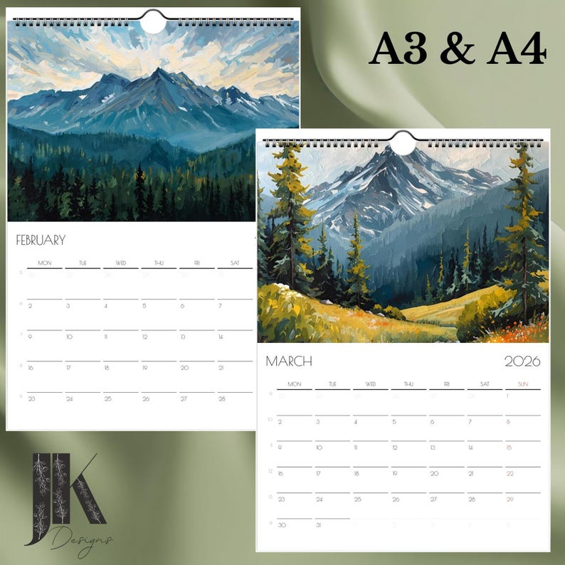Landscape Wall Calendar 2026 | Nature Art Calendar | Nature Wall Art ...