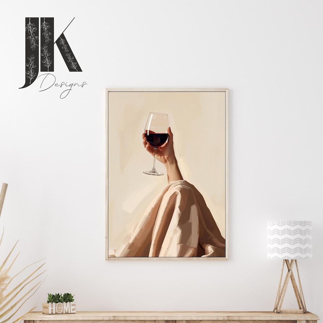 Wine Glass Print – Elegant Feminine Hand Art, Modern Wall Decor - Etsy