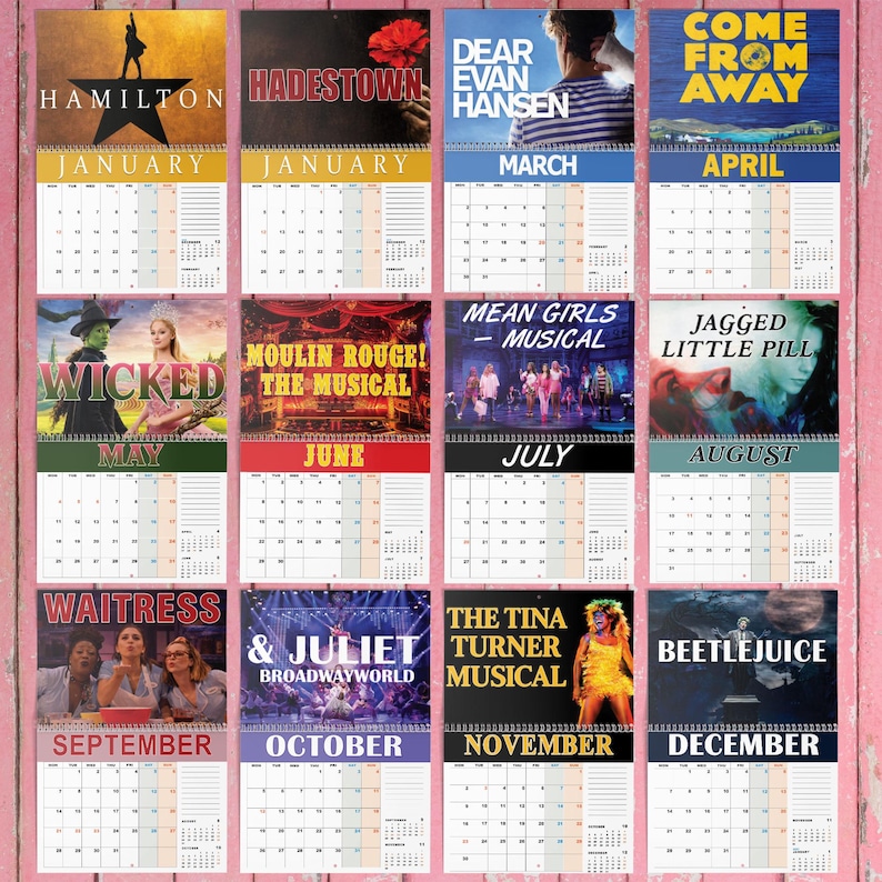 2026 Wall Calendar, Broadway Calendar, Musical Theatre Calendar Stagey ...