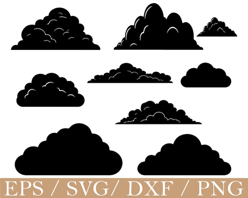 Cloud Svg, Cloud Silhouette, Dxf, Png - Etsy