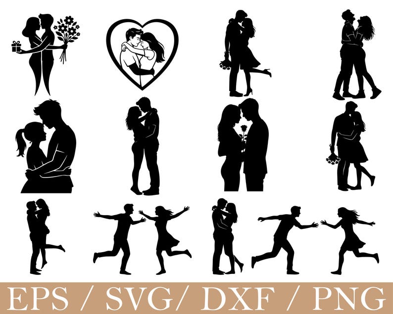 Couple Hugging Svg, Couple Silhouette, Dxf, Png - Etsy
