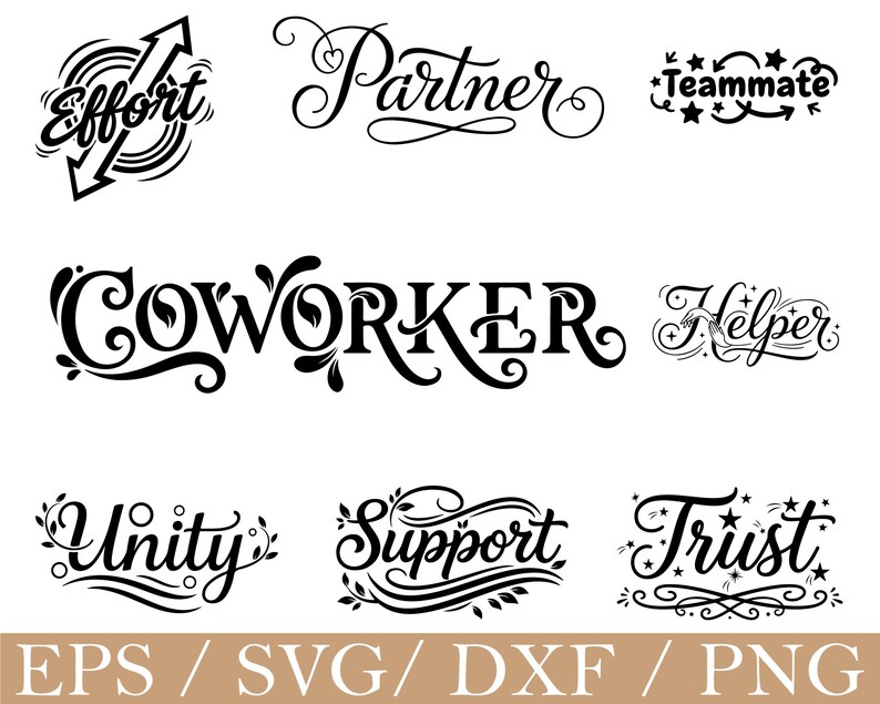 Coworker Typography Svg, Dxf, Png - Etsy