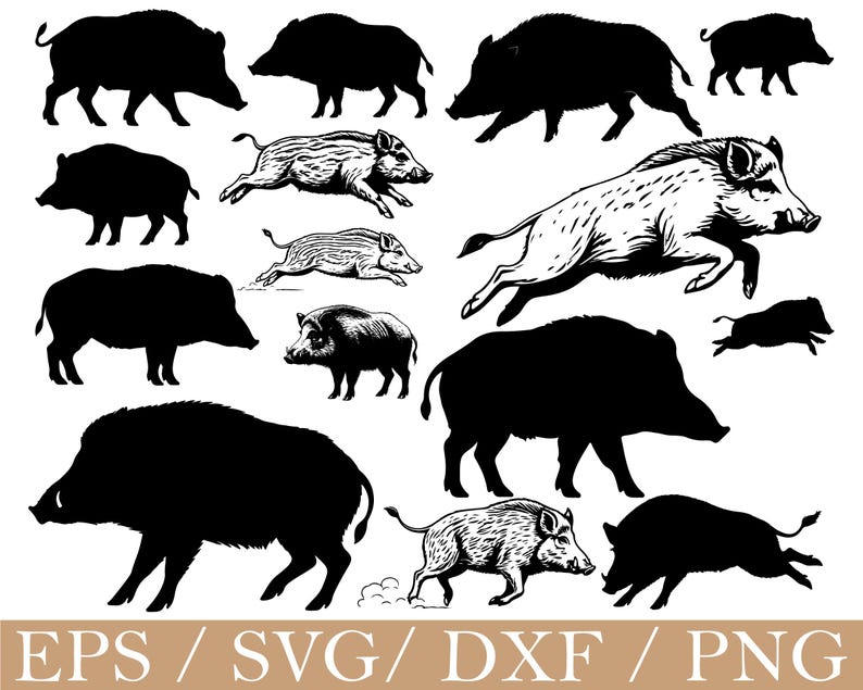 Wild Boar Svg, Wild Boar Silhouette, Dxf, Png - Etsy