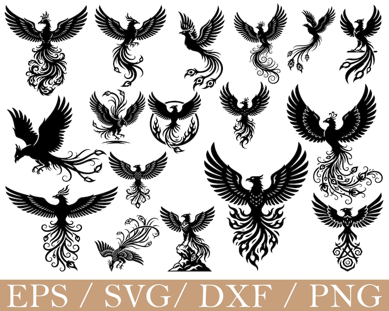 Phoenix Bird Svg, Phoenix Silhouette, Dxf, Png - Etsy