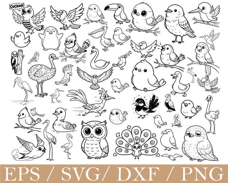Cute Doodle Bird Svg, Dxf, Png - Etsy