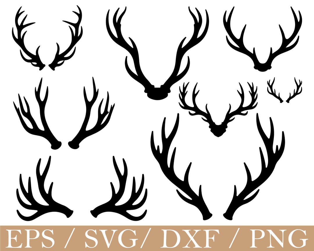 Deer Antlers Svg, Deer Antler Silhouette, Dxf, Png - Etsy