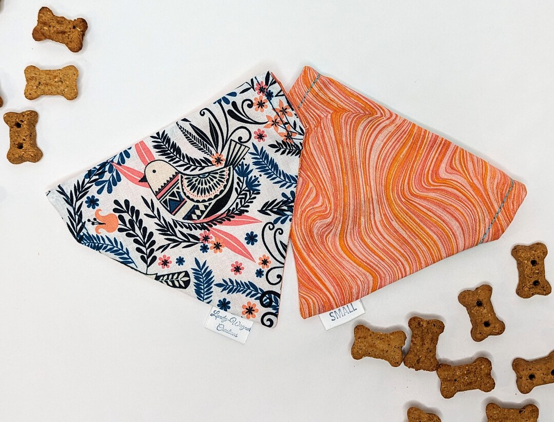 Handcrafted Peachy Birds Reversible Over the Collar Pet Bandana - Etsy