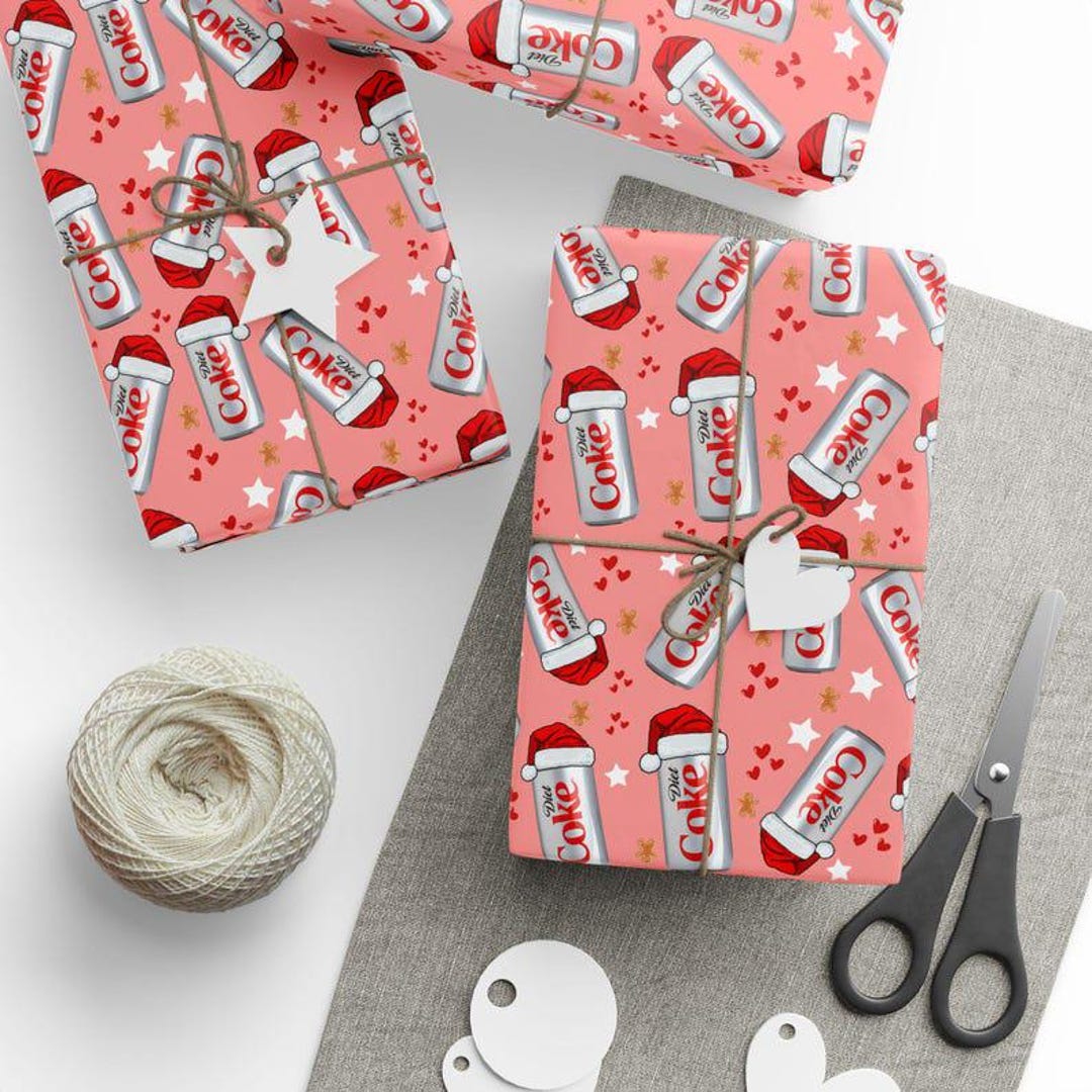 Diet Coke Christmas Wrapping Paper, Vintage Festive Gift Wrap, Trendy ...
