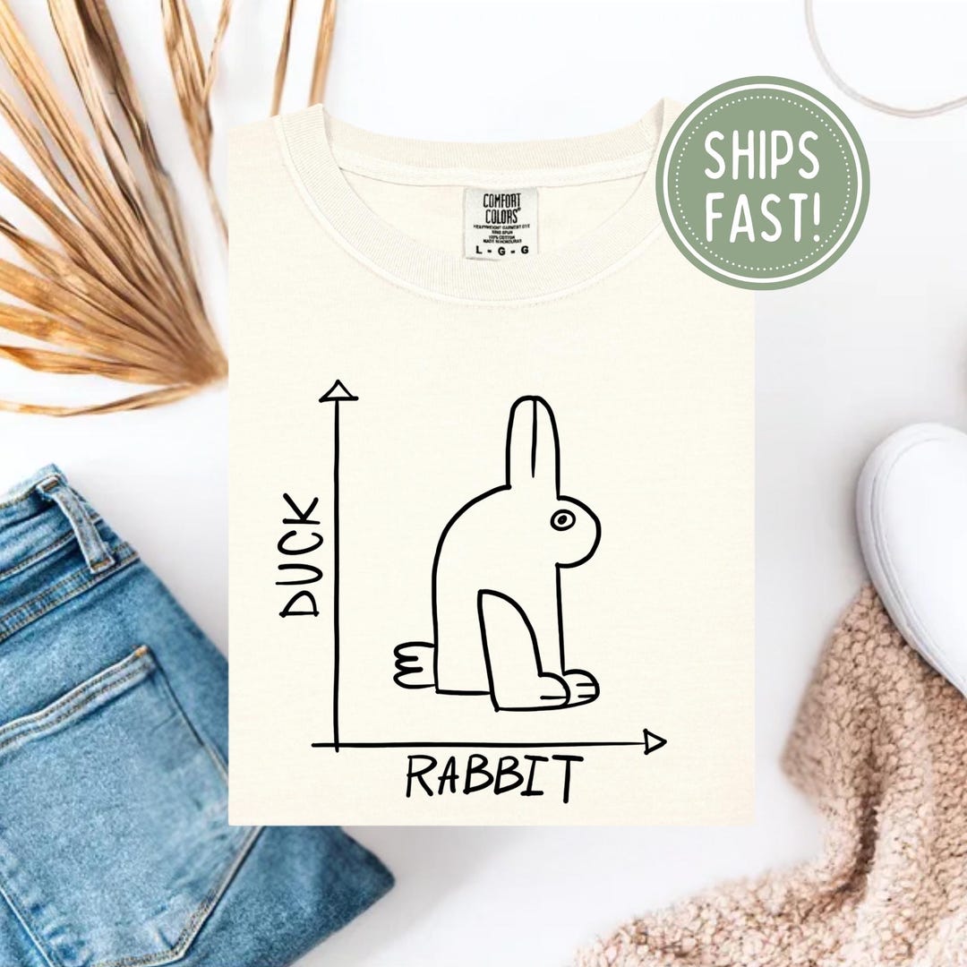 Duck Rabbit Optical Illusion Shirt | Funny Minimal Line Art Tee ...