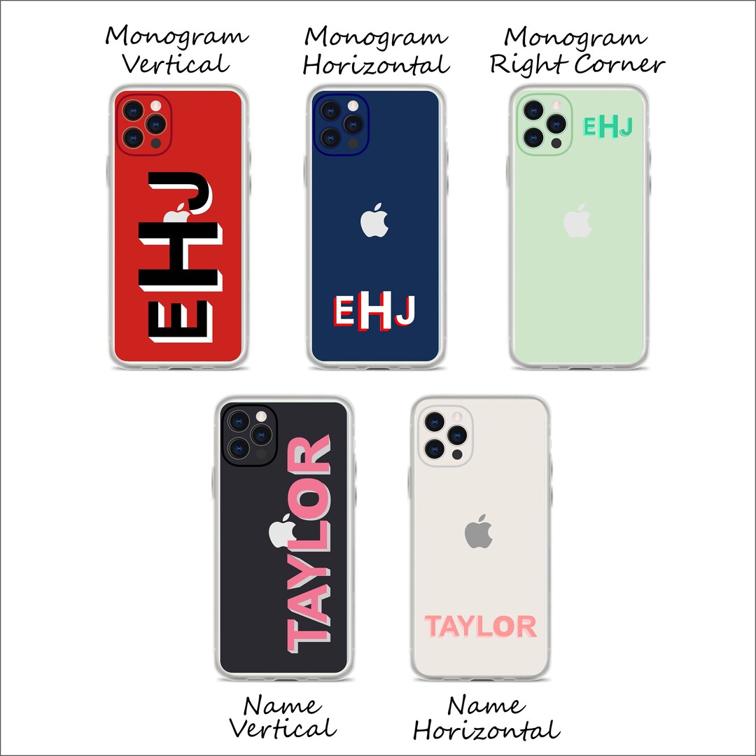 Custom Personalized Monogram Clear Case iPhone 14 Pro Max iPhone 13 12 ...