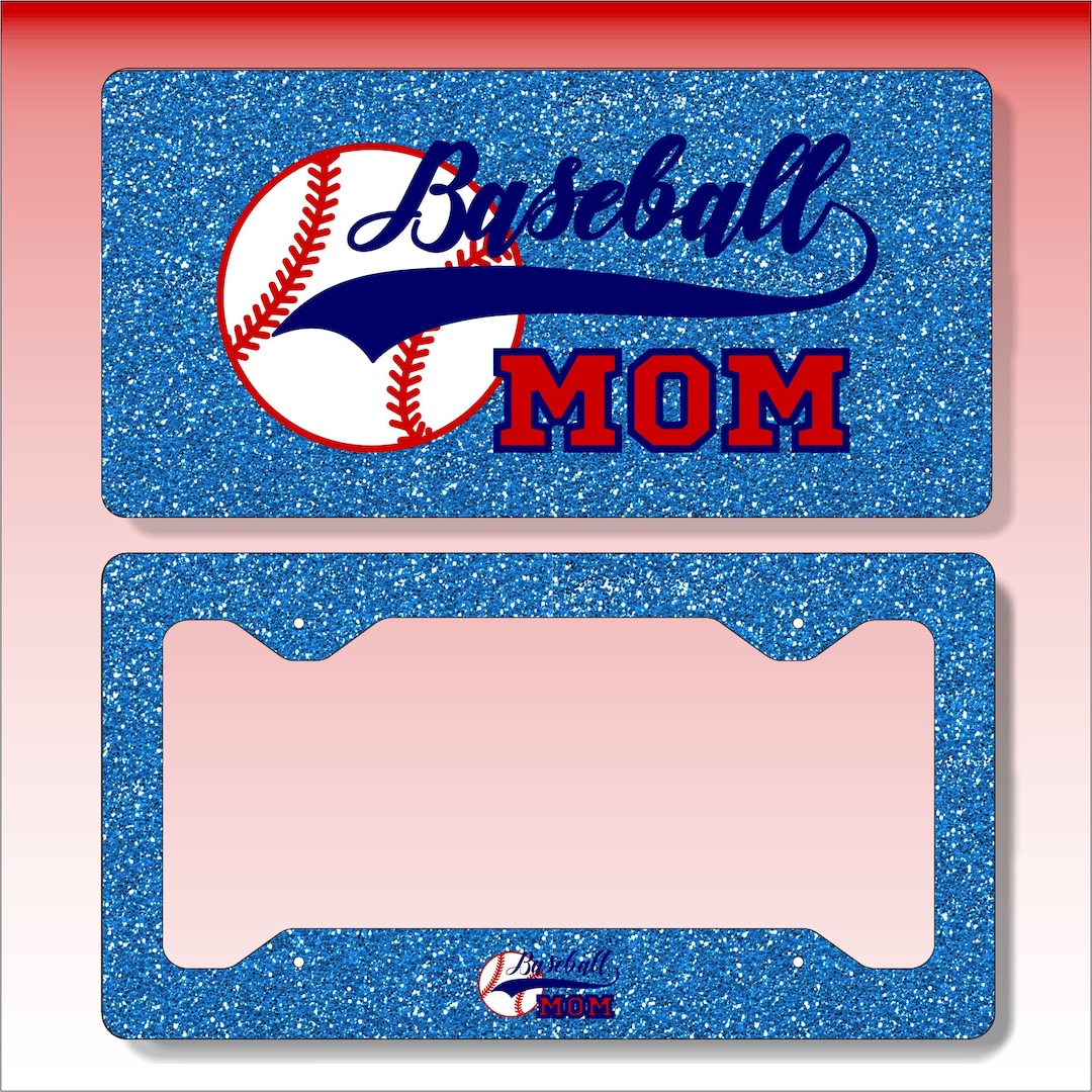 Custom Glitter License Plate Baseball Mom - Choose Team Colors Tag ...