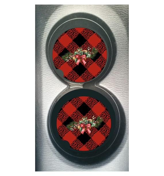 Buffalo Plaid Leopard Red Black Sandstone Ceramic Car Cup Holder Coaster Christmas Stocking Stuffer Gift for Women Set of 2 Coasters Etsy