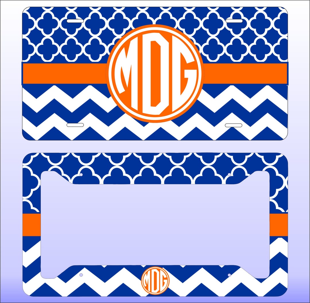 Monogram License Plate With Matching Key Chain - Personalized License ...