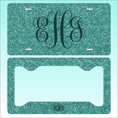 Black Turquoise License Car Tag Monogram Frame Personalized | Etsy