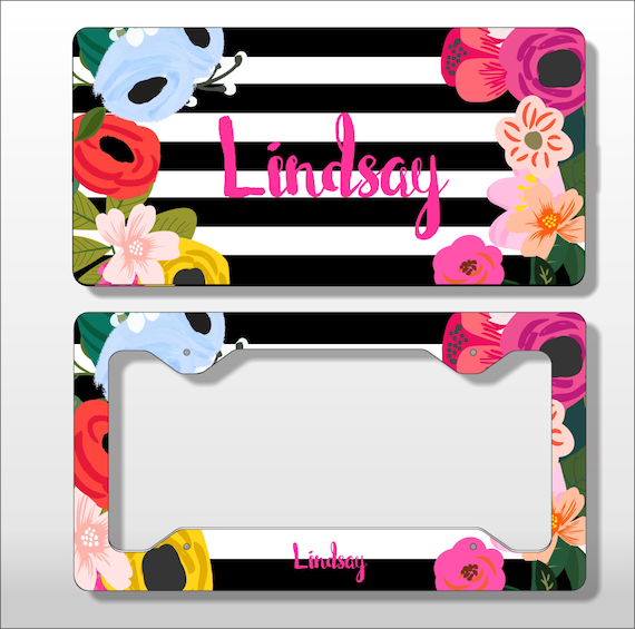 Monogram License Plate with Matching Key Chain Personalized | Etsy