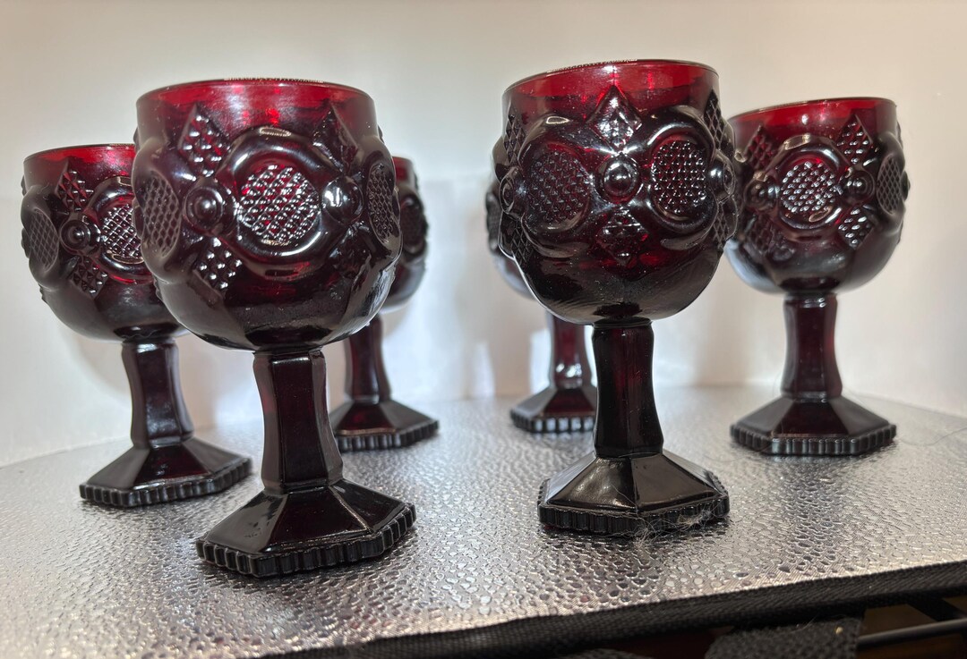 Set of 6 Avon Cape Cod Ruby Red Cordial Glasses - Etsy
