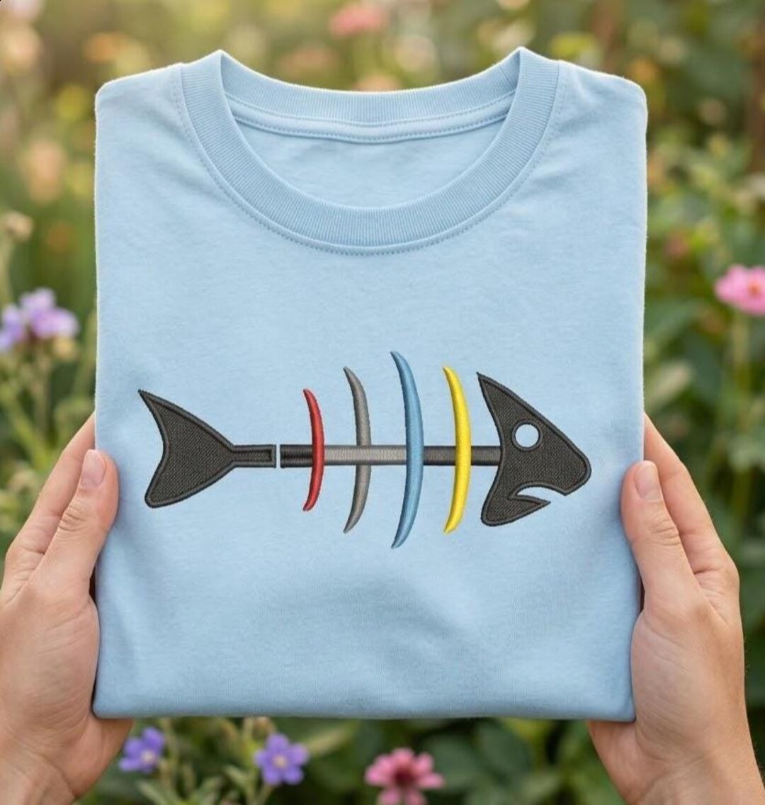 Skeleton Fish Embroidery Design, Fish Bone X-ray Pattern, Nautical Goth ...