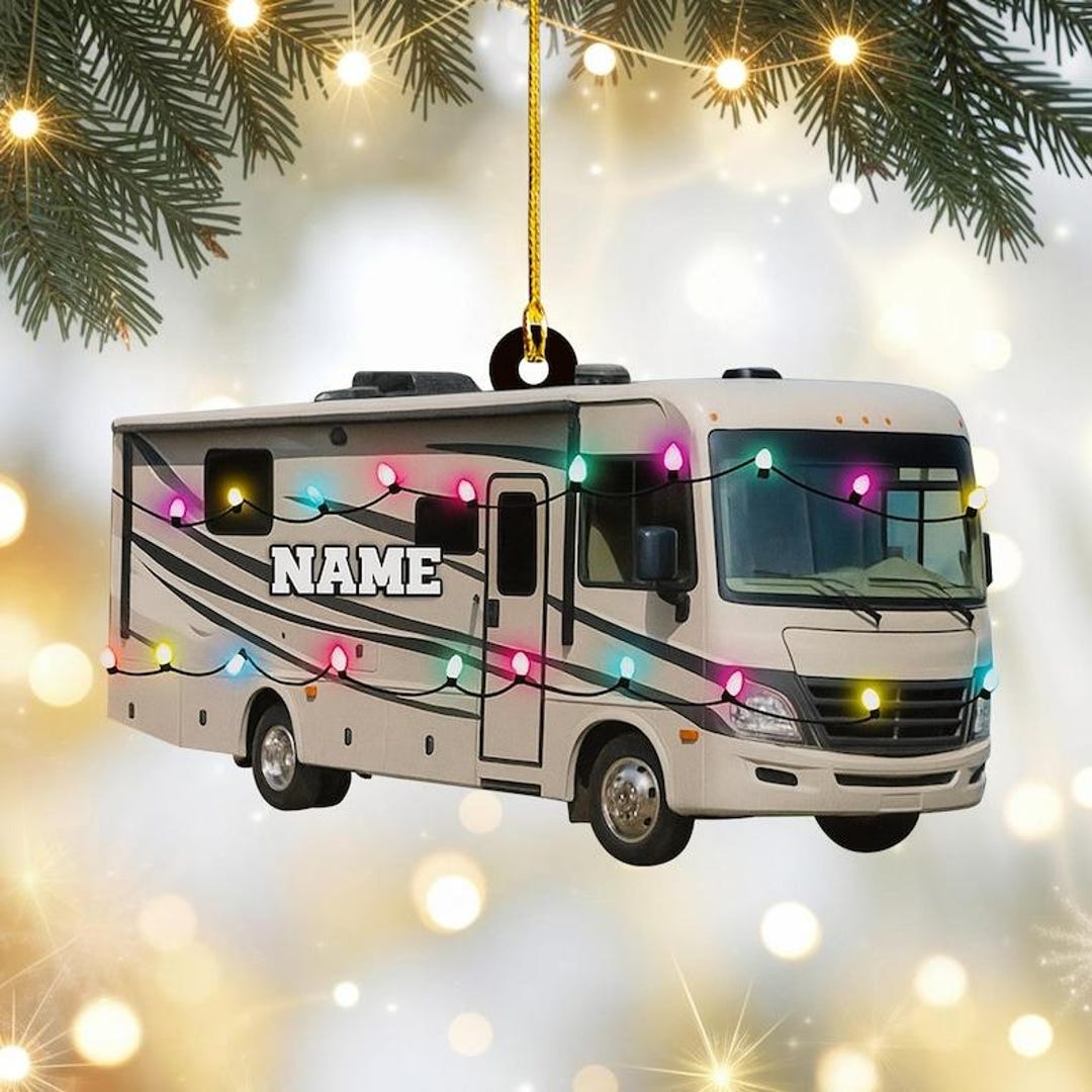Personalized RV Christmas Ornament, Flat Acrylic Camper Decor - Etsy