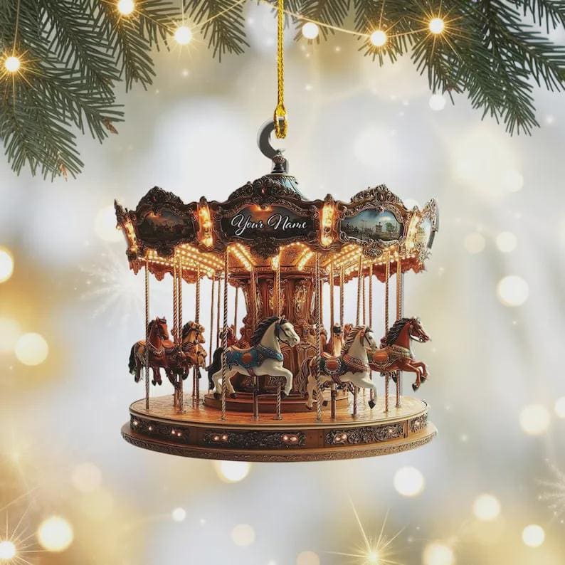 Personalized Carousel Ornament Custom Name Merry-go-round Ornament ...