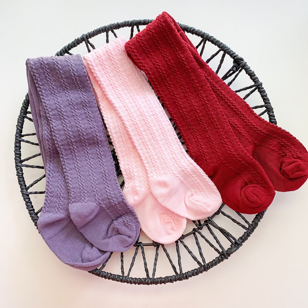 Infant Cable Knit Tights - Cable Knit Stockings - Red Tights - Lavender ...